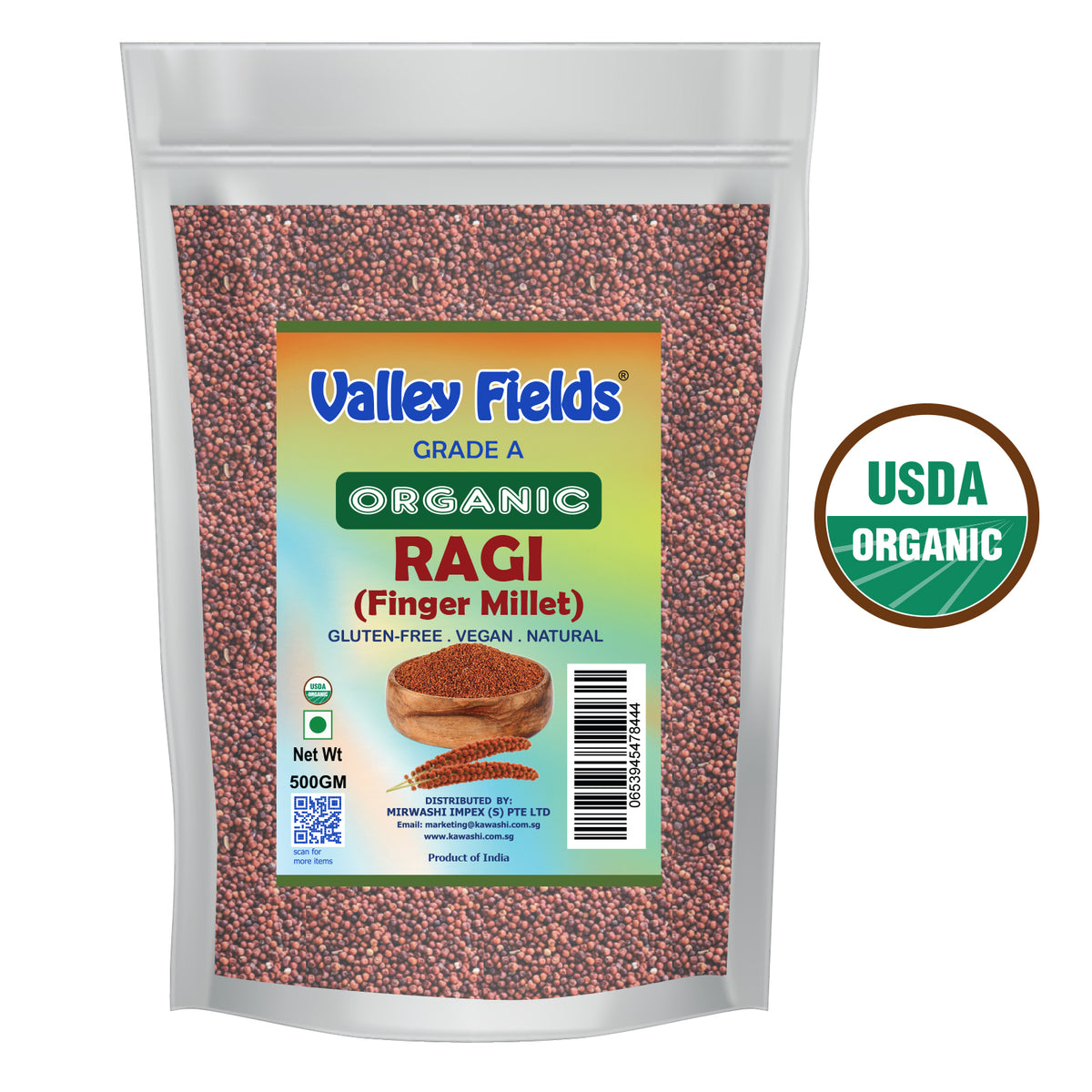 Valley Fields Ragi (Finger Millet) Flour/Seeds - 500g/1Kg– kawashisg