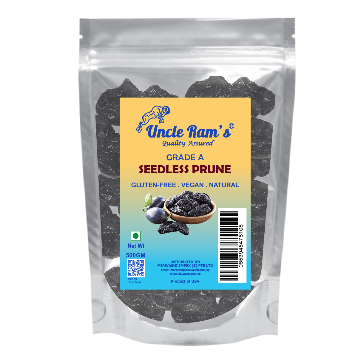 Uncle Ram's Seedless Prune - 250g/500g/1Kg– kawashisg